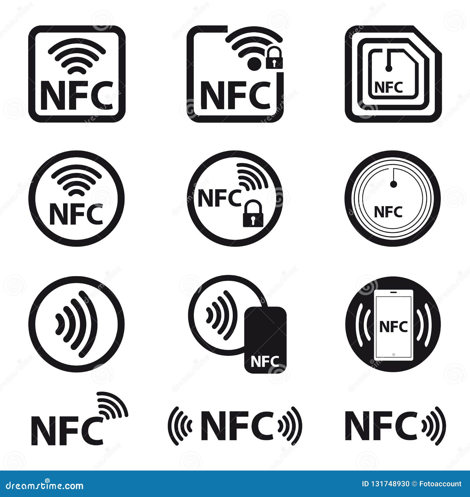NFC Technology - Icon Set - Vector Illustration - Isolated On White ...
