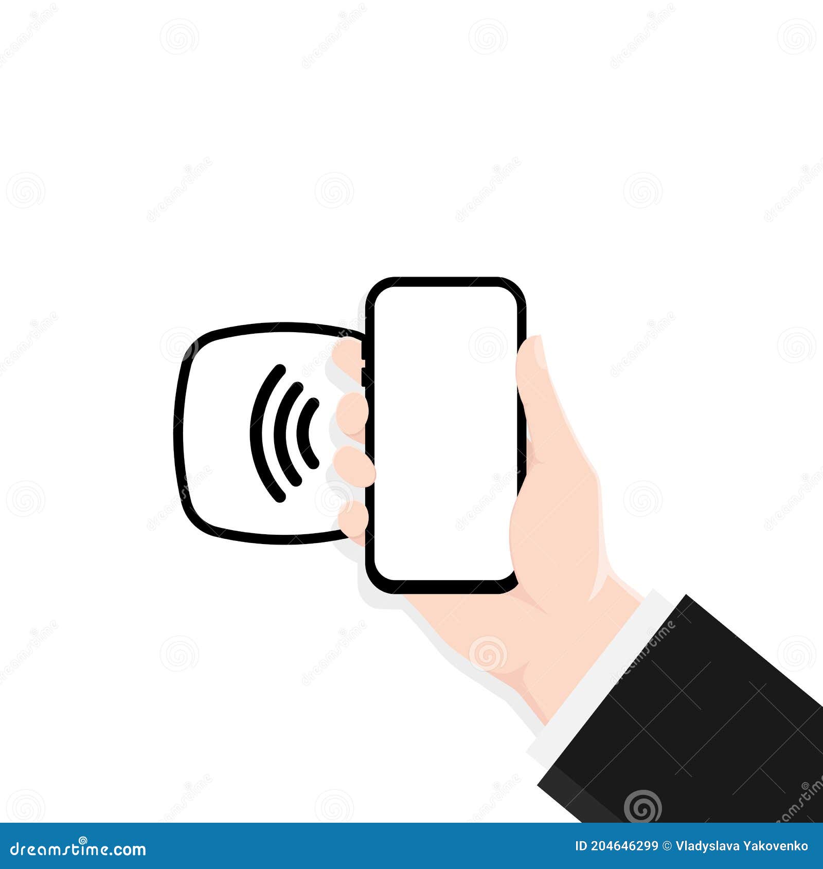 NFC Technology in a Smartphone. Contactless Wireless Pay Sign Logo ...
