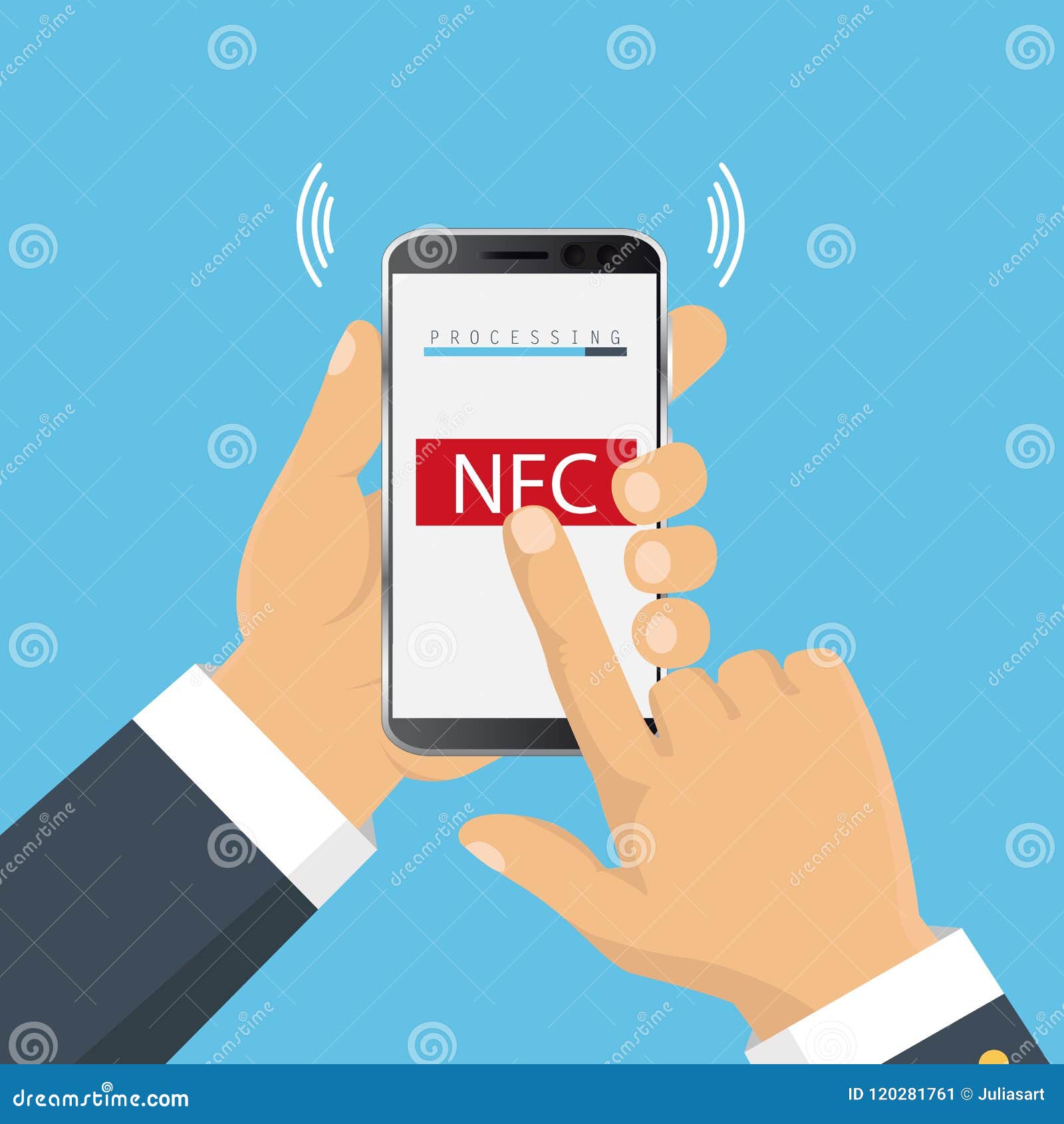 Vector Icon. NFC Touch Payment Concept. Stock Vector - Illustration of ...