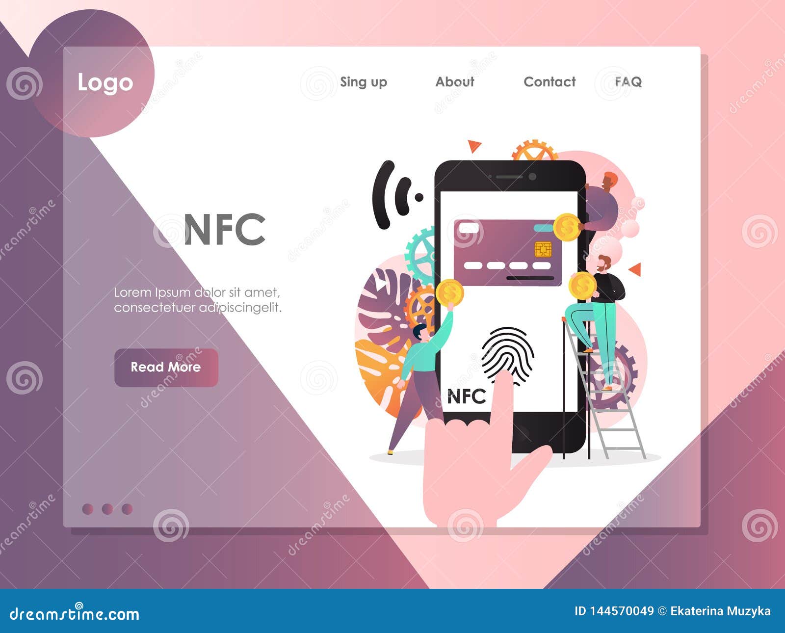 NFC Vector Website Landing Page Design Template | CartoonDealer.com ...