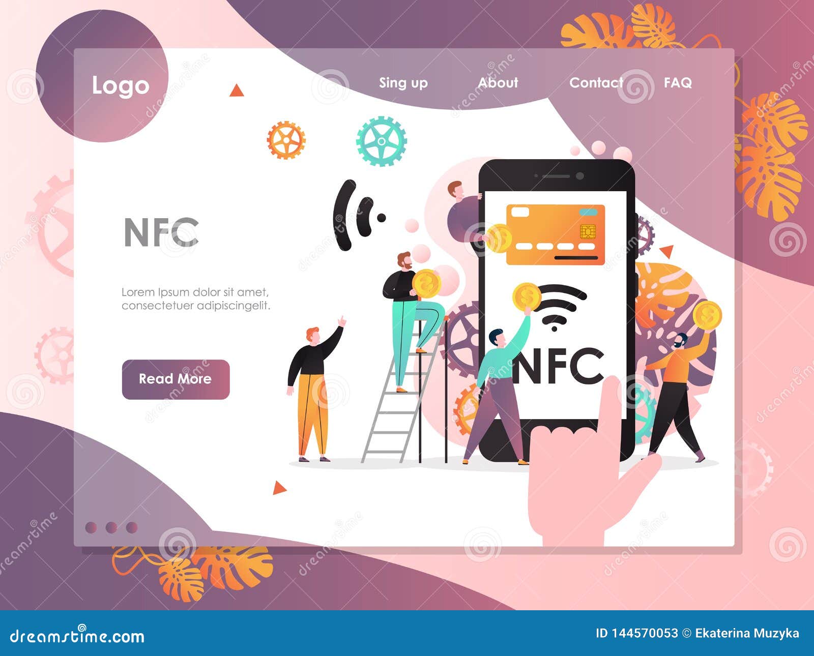 NFC Vector Website Landing Page Design Template | CartoonDealer.com ...