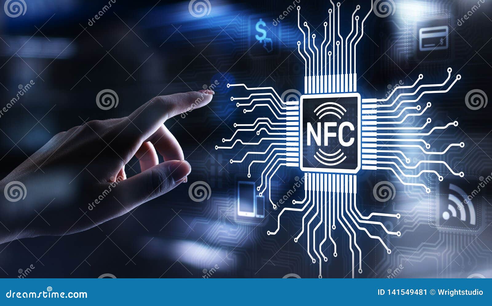 NFC Wireless Communication Technology Digital Payment Concept. Stock ...