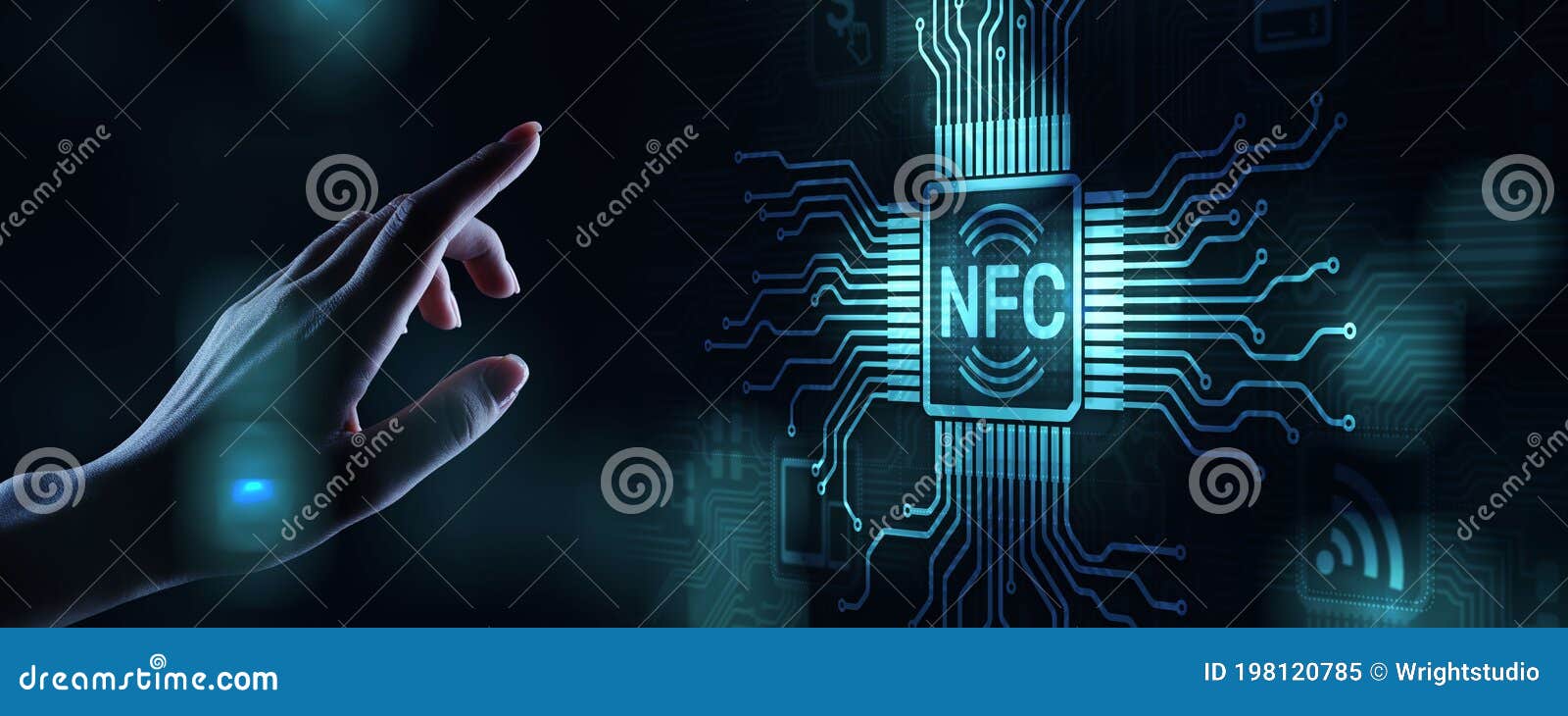 NFC Wireless Communication Technology Digital Payment Concept. Stock ...