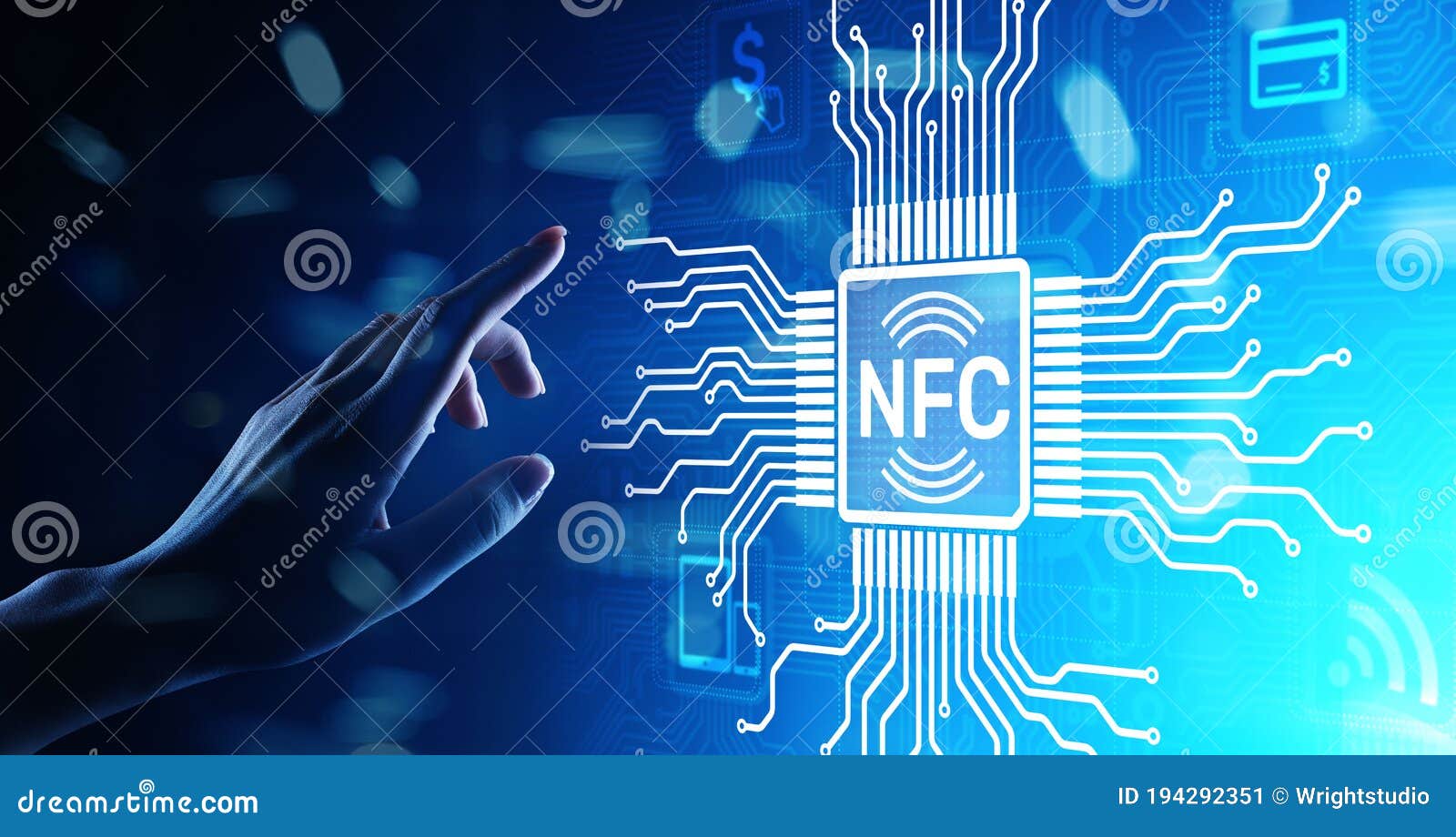 NFC Wireless Communication Technology Digital Payment Concept. Stock ...