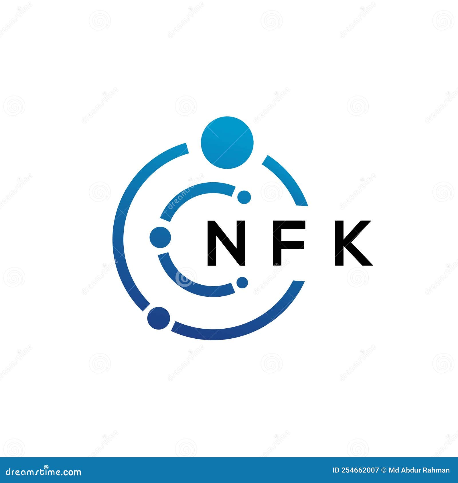 NFK Letter Technology Logo Design on White Background. NFK Creative ...