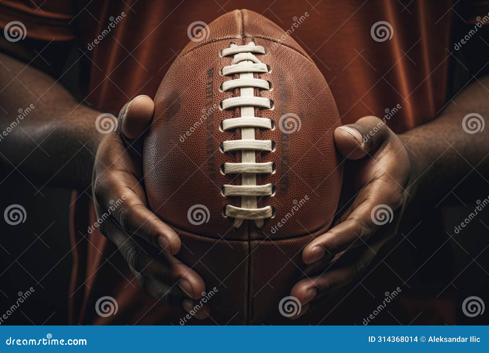 NFL, American Football in Hands. Generative Ai Stock Photo - Image of ...