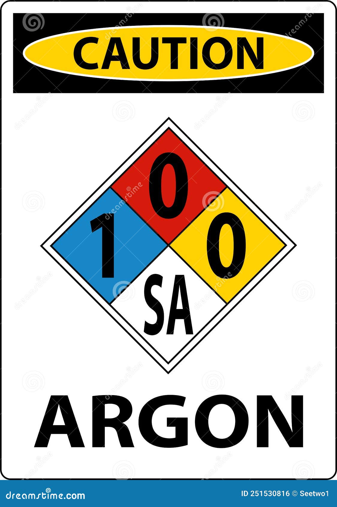 Caution Argon GHS Sign On White Background Cartoon Vector ...
