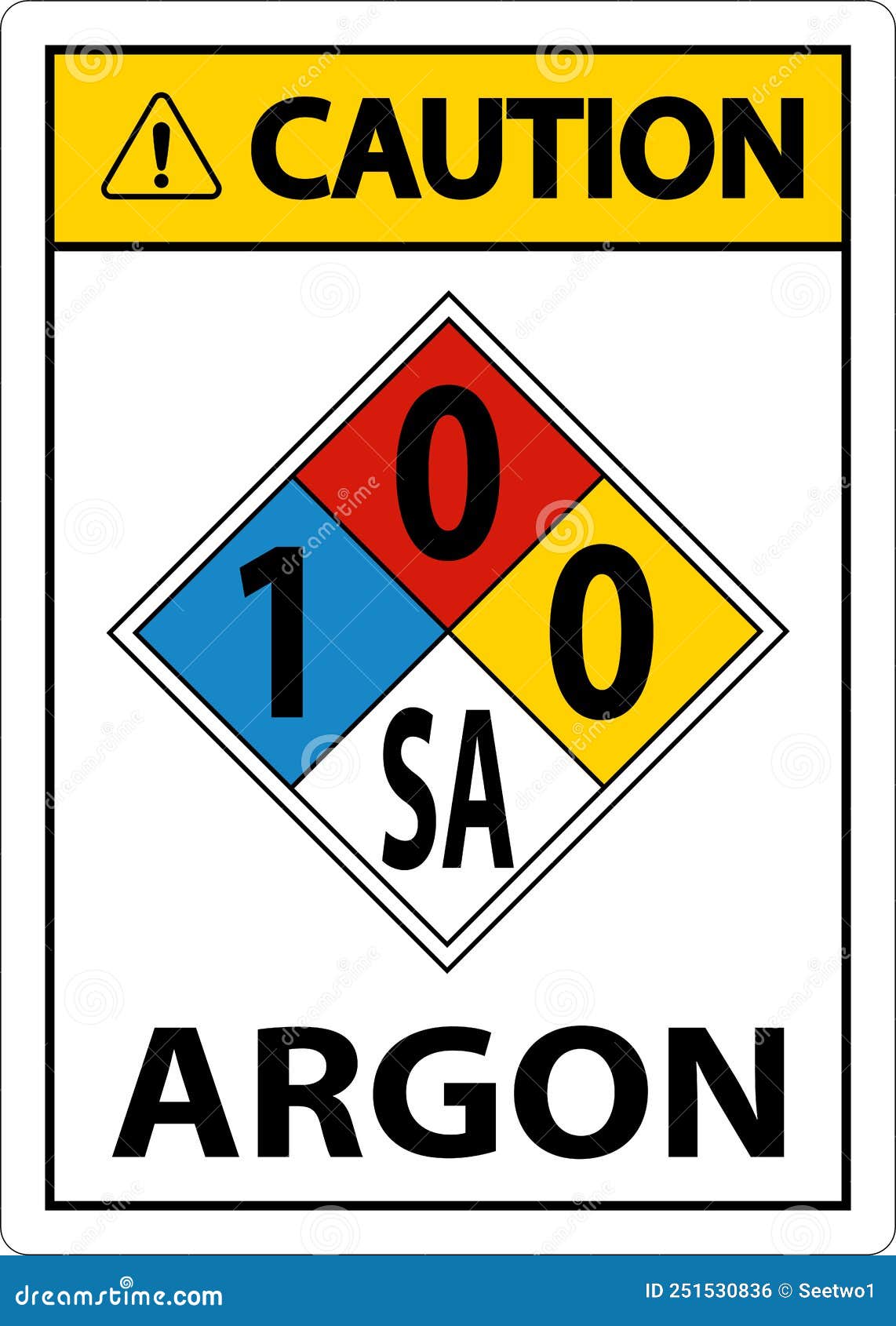 NFPA Caution Argon 1-0-0-SA Sign on White Background Stock Vector ...
