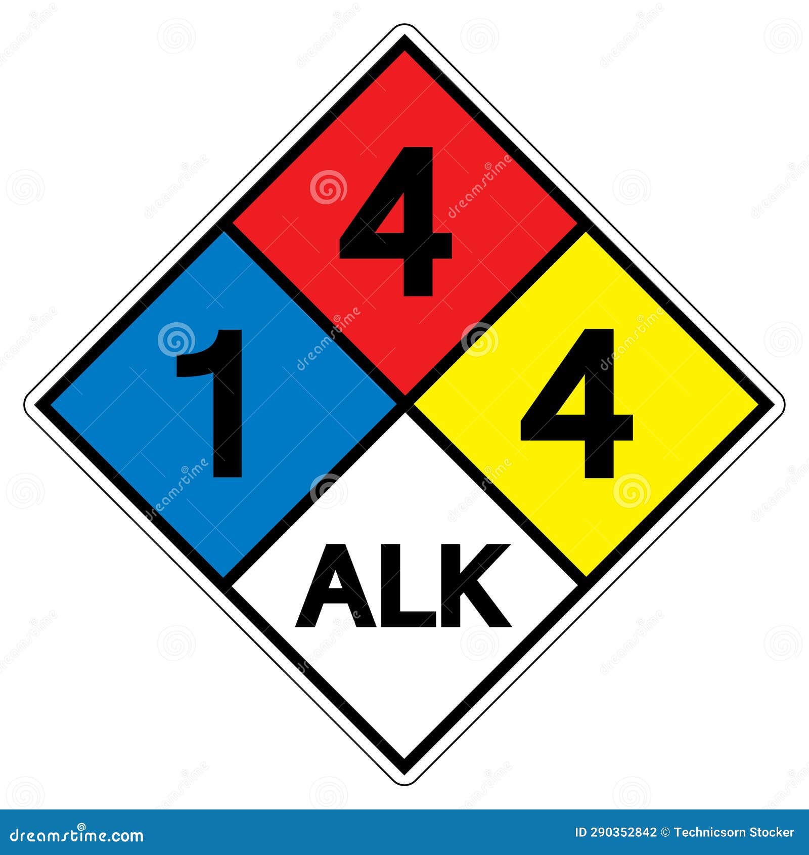 NFPA Diamond 704 1-4-4 ALK Symbol Sign, Vector Illustration, Isolate On ...