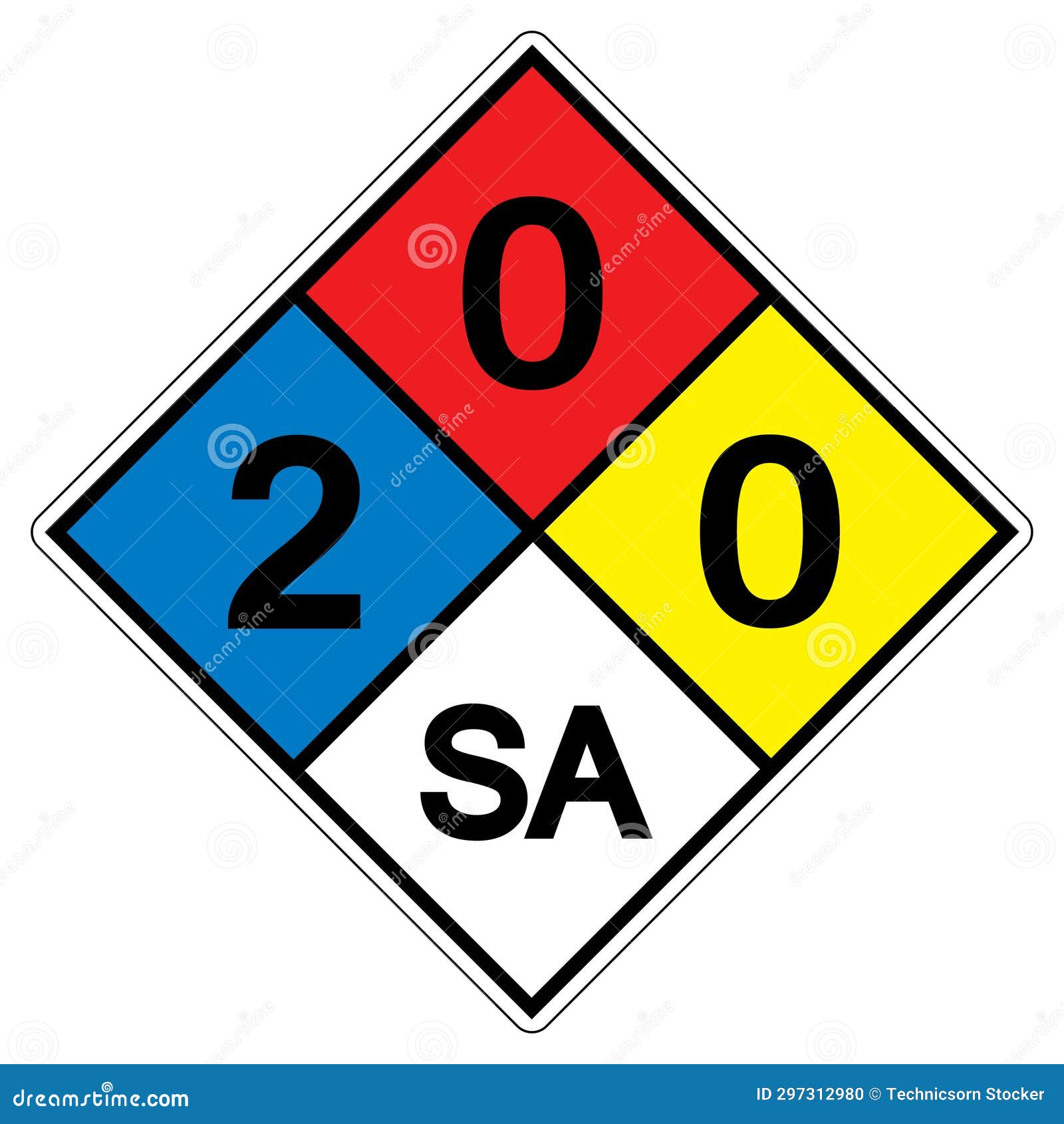 NFPA Diamond 704 2-0-0 SA Symbol Sign, Vector Illustration, Isolate on ...
