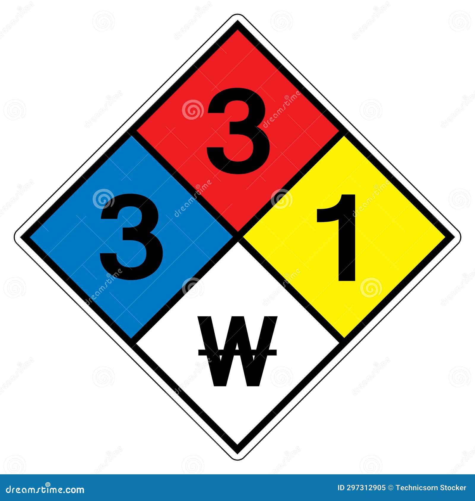 NFPA Diamond 704 3-3-1 W Symbol Sign, Vector Illustration, Isolate on ...