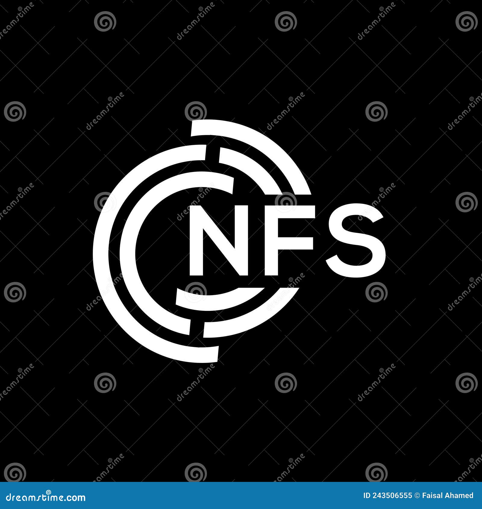 NFS Letter Logo Design on Black Background.NFS Creative Initials Letter ...