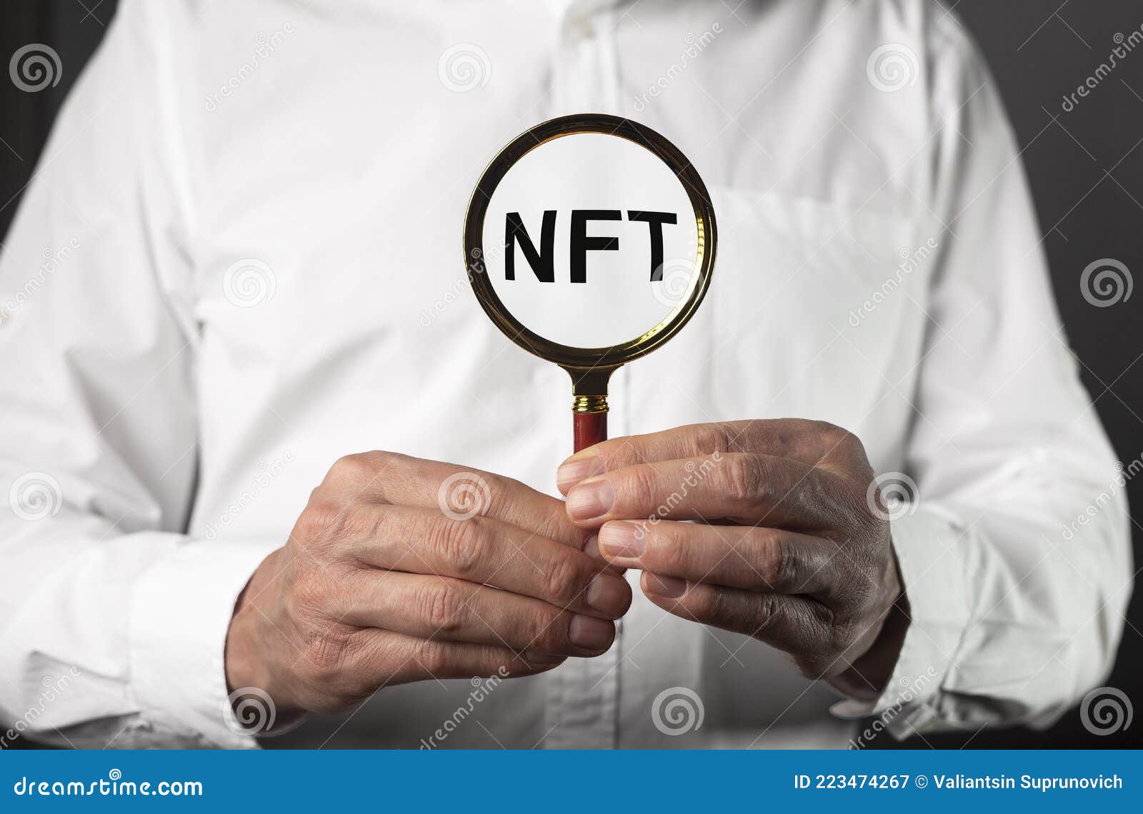 NFT Acronym in Male Hands through Magnifier Stock Image - Image of male ...