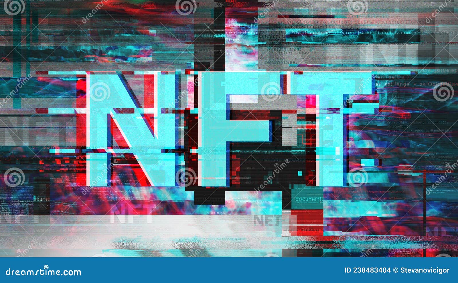 NFT Art with Digital Glitch Effect Stock Photo - Image of ...