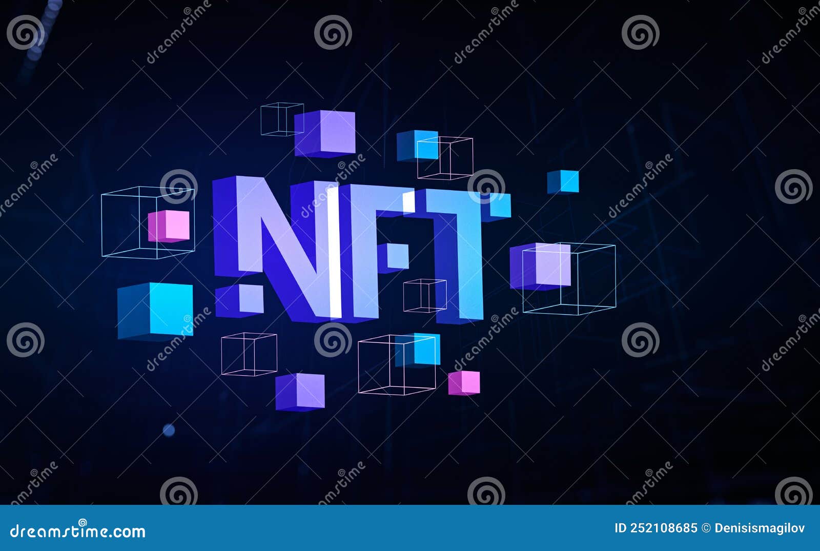 NFT Blocks in Cyberspace, Metaverse and Virtual Reality Stock ...