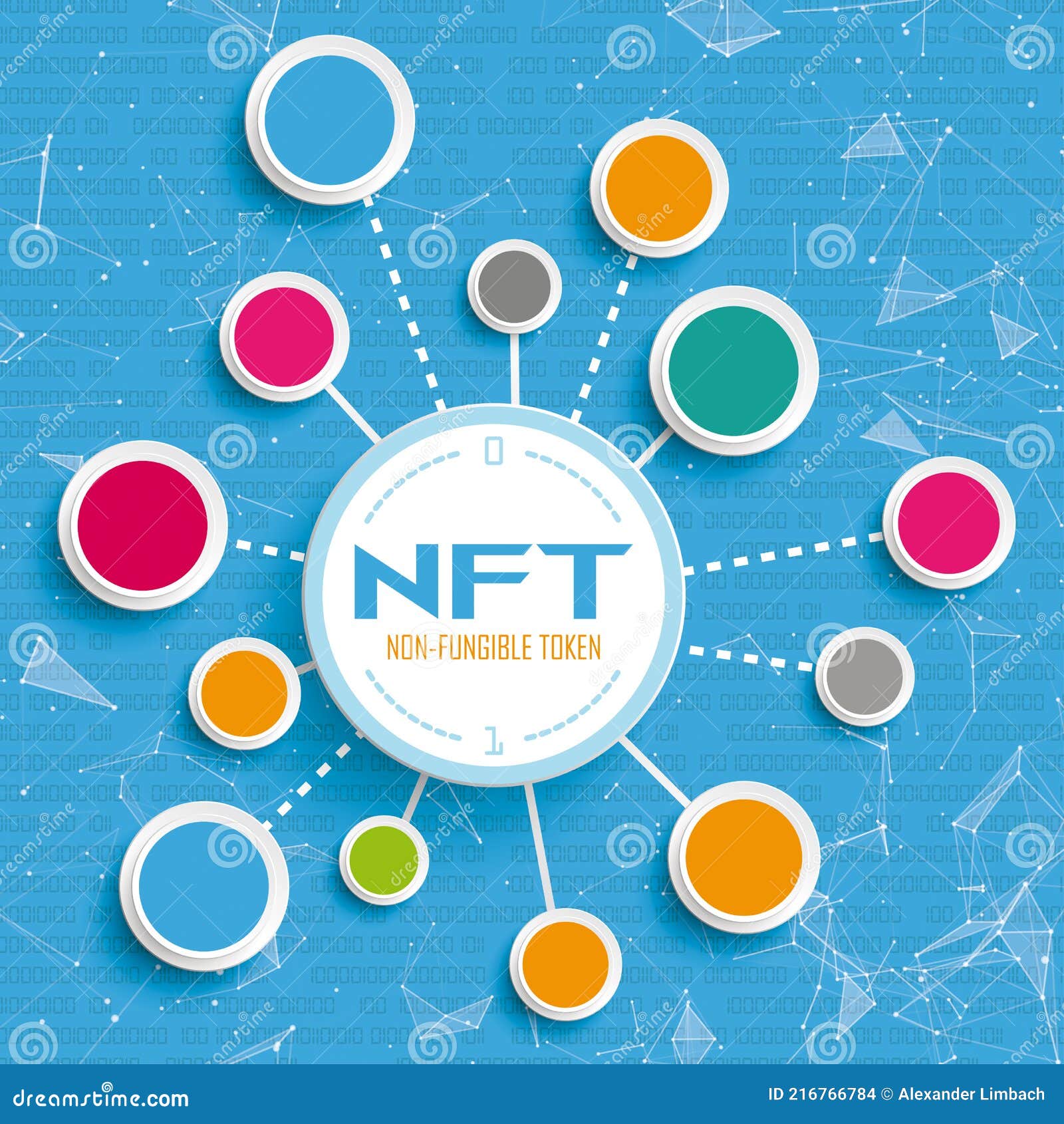 NFT Blue Network Data Infographic Stock Vector - Illustration of ...