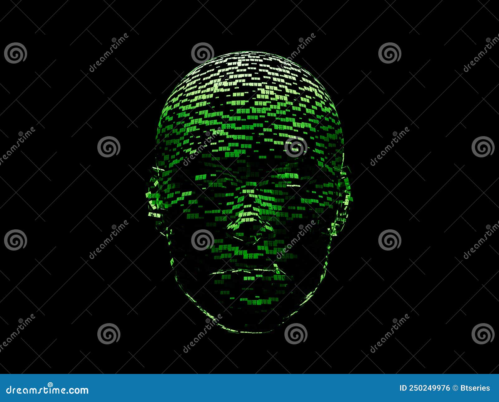 Nft Crypto Face Head Cyborg Abstract Furistic Hologram Technology 3d