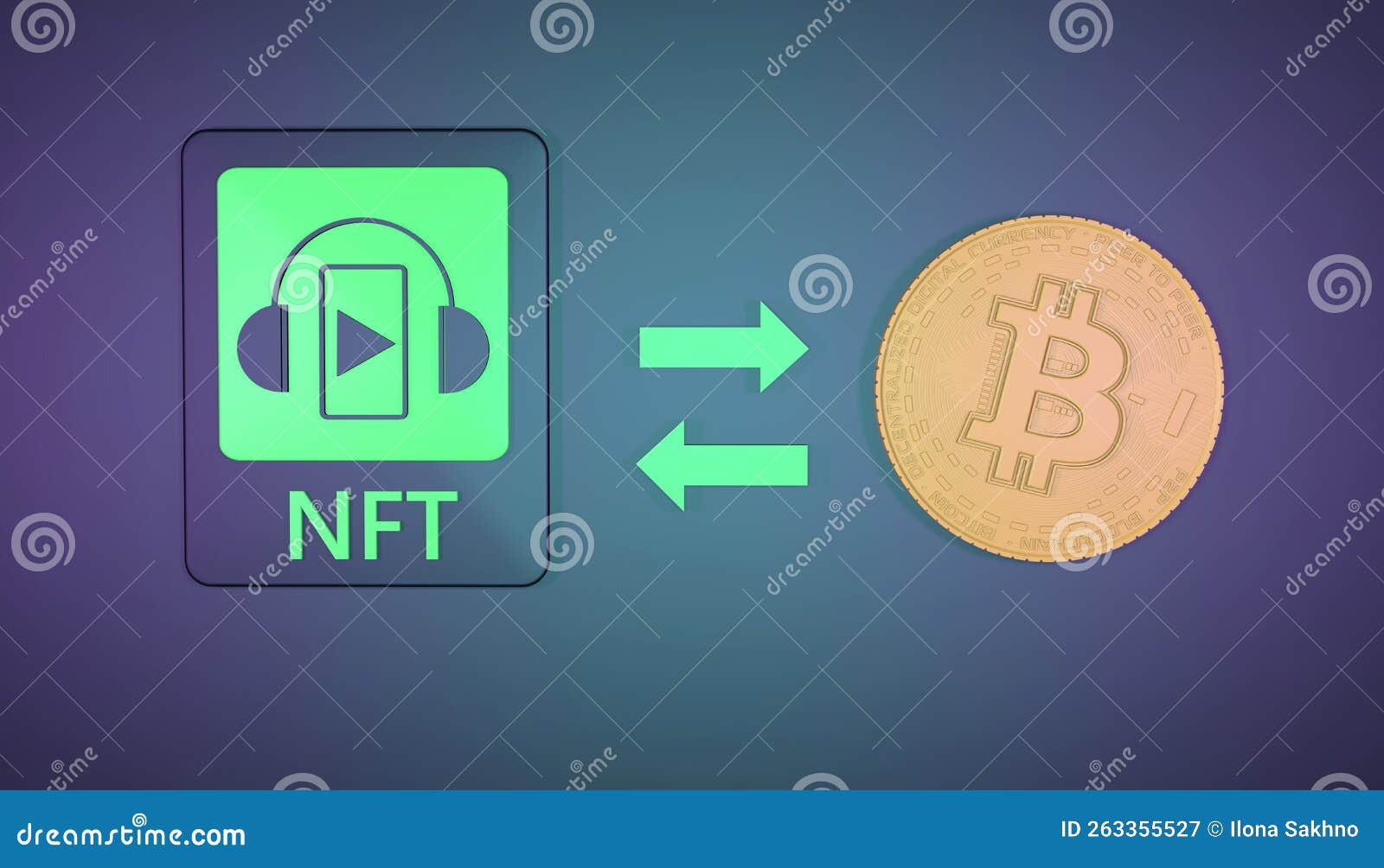 NFT and Cryptocurrency Exchange Concept 3d NFT Exchange. the Concept of ...