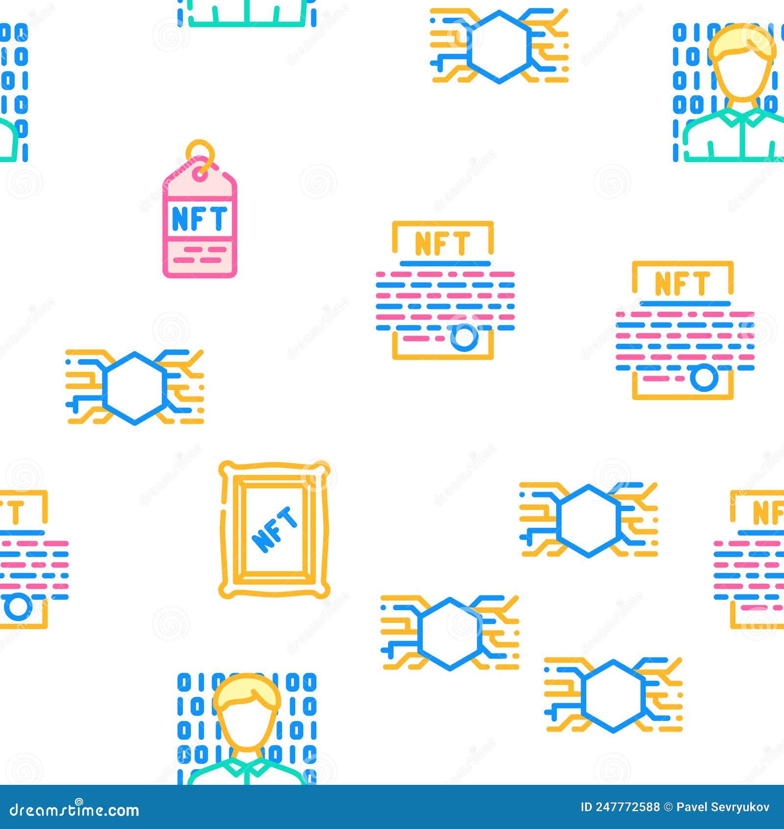 Nft Digital Technology Vector Seamless Pattern Stock Illustration ...