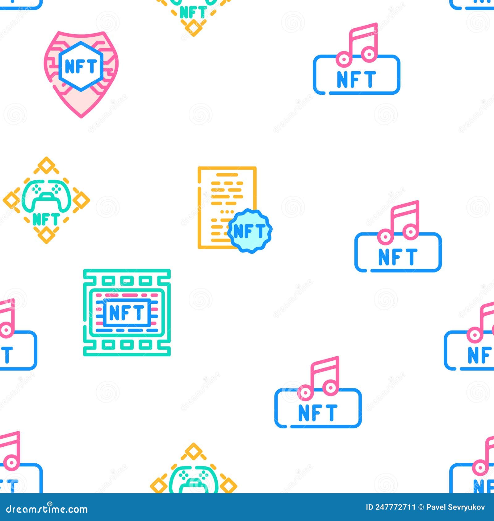 Nft Digital Technology Vector Seamless Pattern Stock Vector ...