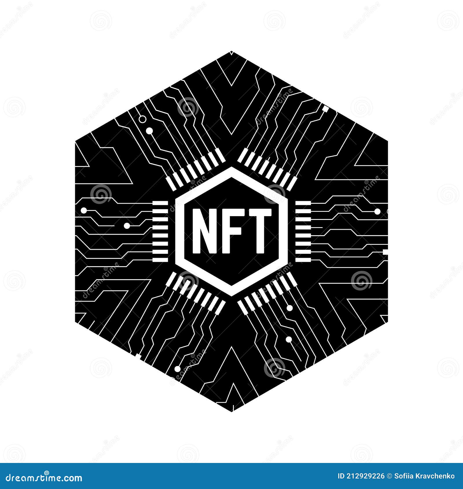 NFT Non Fungible Token. Black and White Stock Vector - Illustration of ...