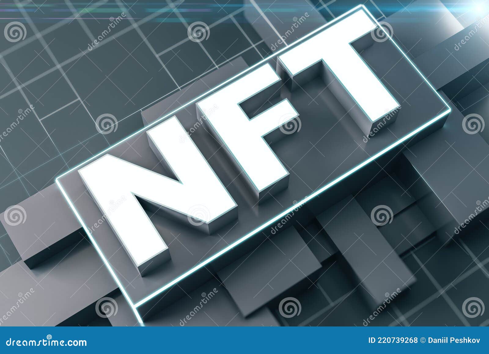 NFT Nonfungible Tokens Concept - NFT Word in Black Frame on Abstract ...