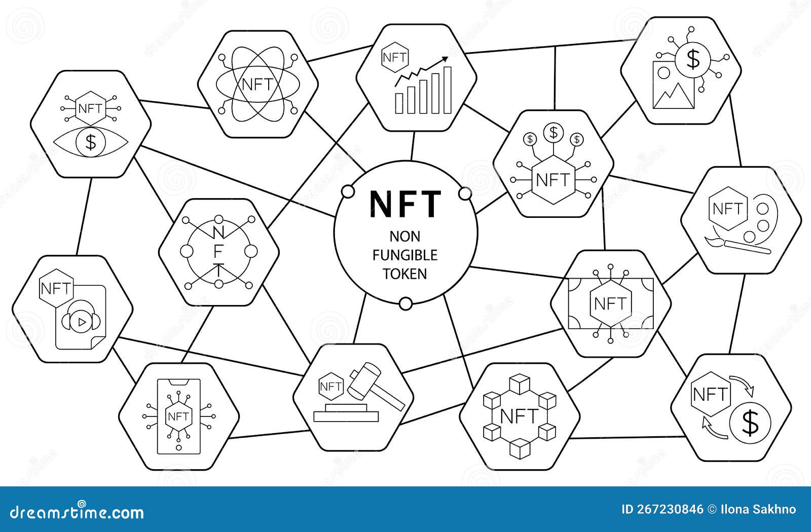 NFT Technology Line Icon Set. Crypto Icon or Logo Symbol Vector ...