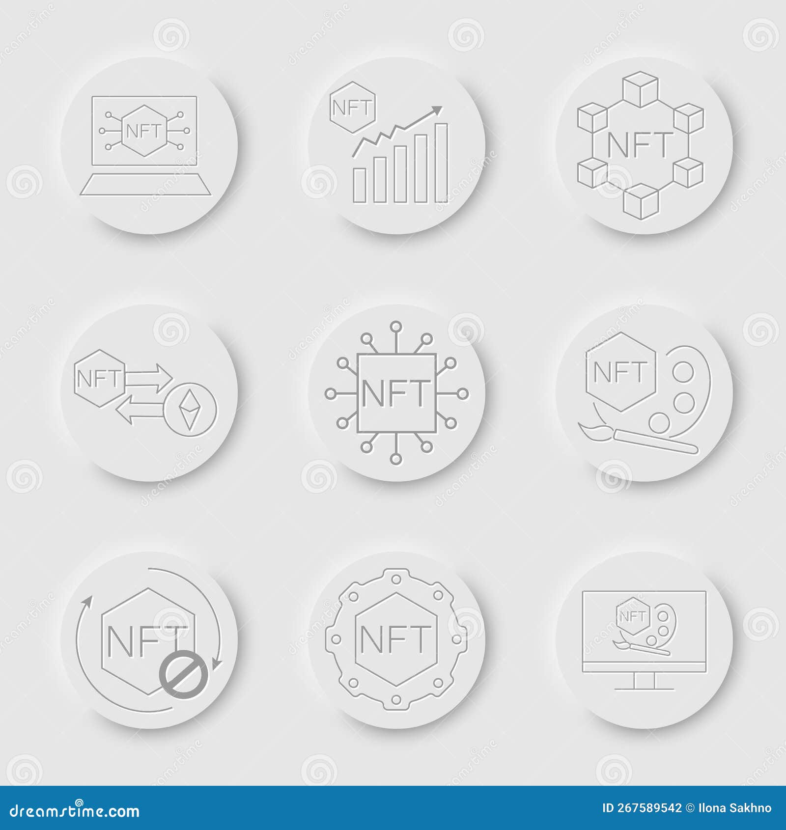 NFT Technology Line Icon Set. Crypto Icon or Logo Symbol Vector ...