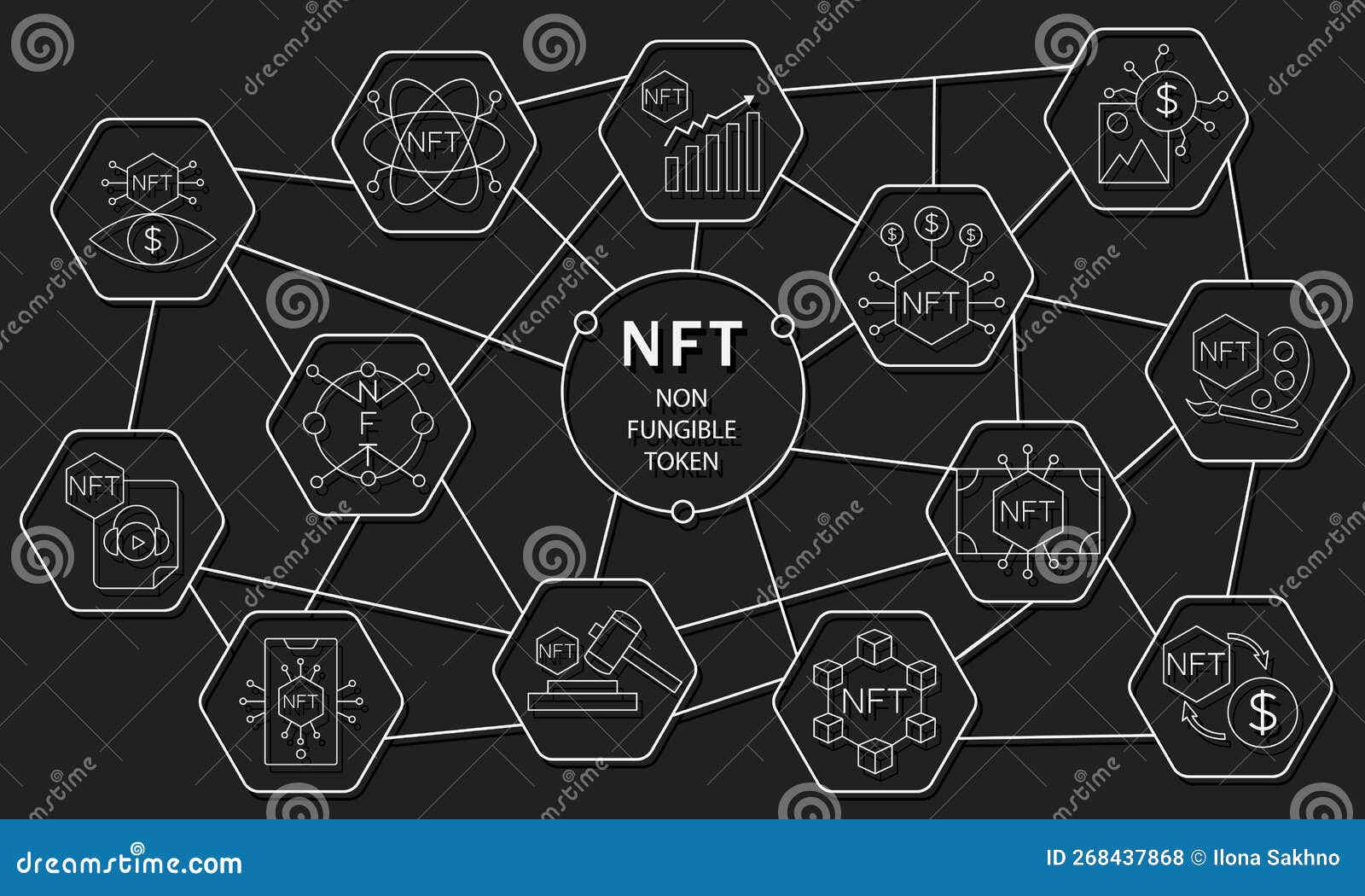 NFT Technology Line Icon Set. Crypto Icon or Logo Symbol Vector ...