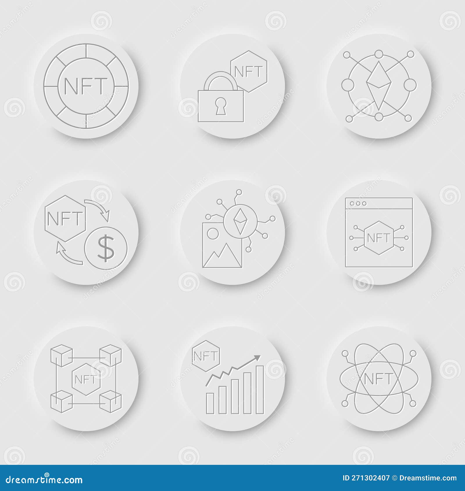 NFT Technology Line Icon Set. Crypto Icon or Logo Symbol Vector ...