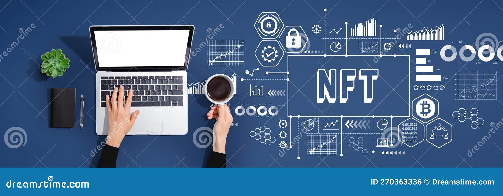 NFT Theme with Person Using Laptop Computer Stock Photo - Image of ...