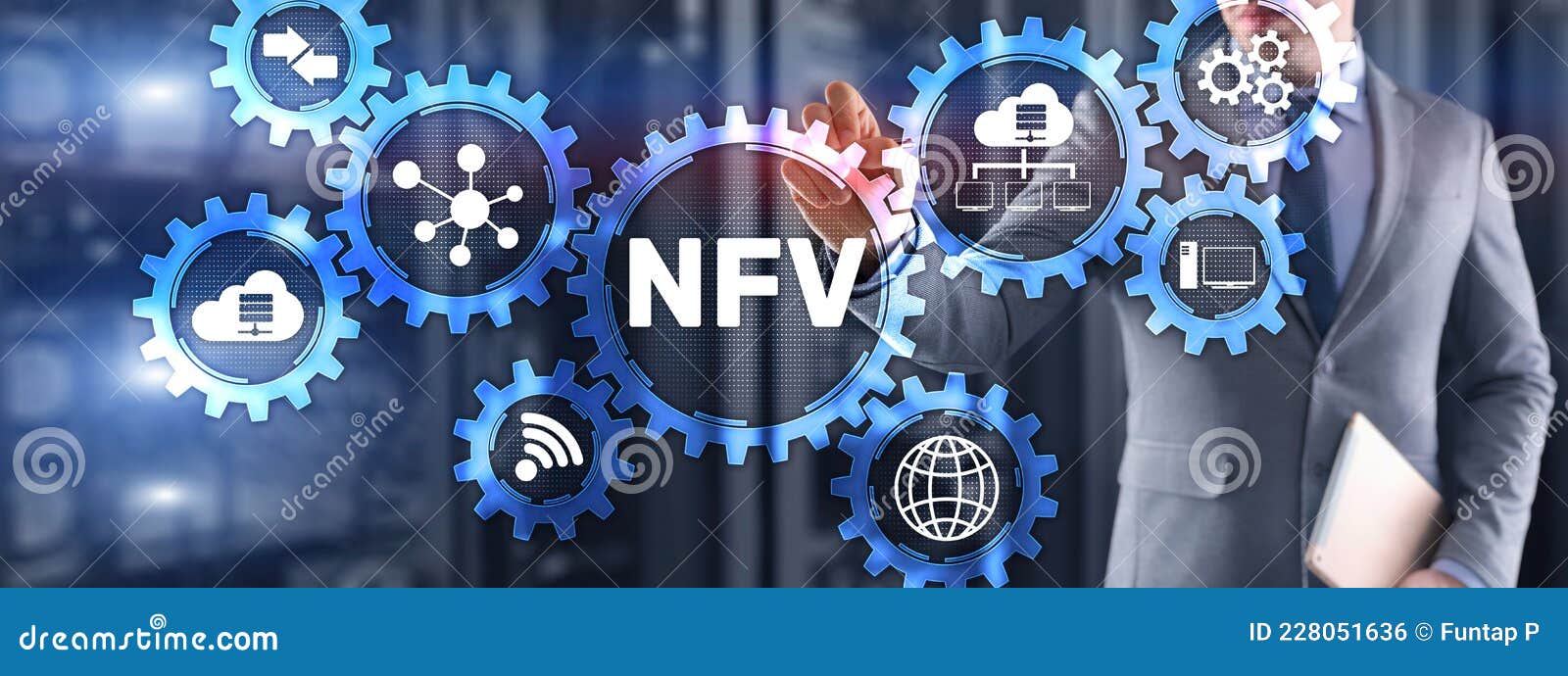 NFV Inscription on Gears Background. Digital Technology Concept Stock ...