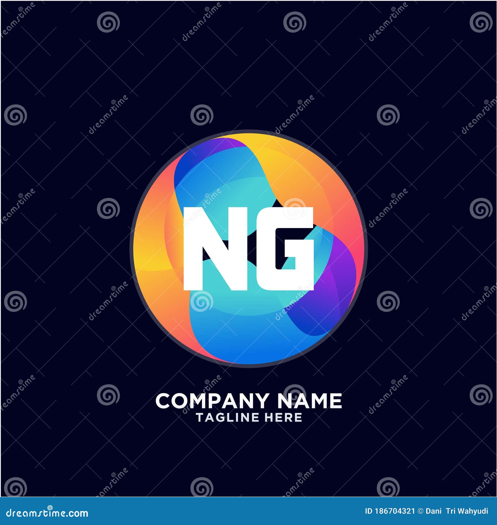 NG Initial Logo with Colorful Circle Template Vector Stock Vector ...