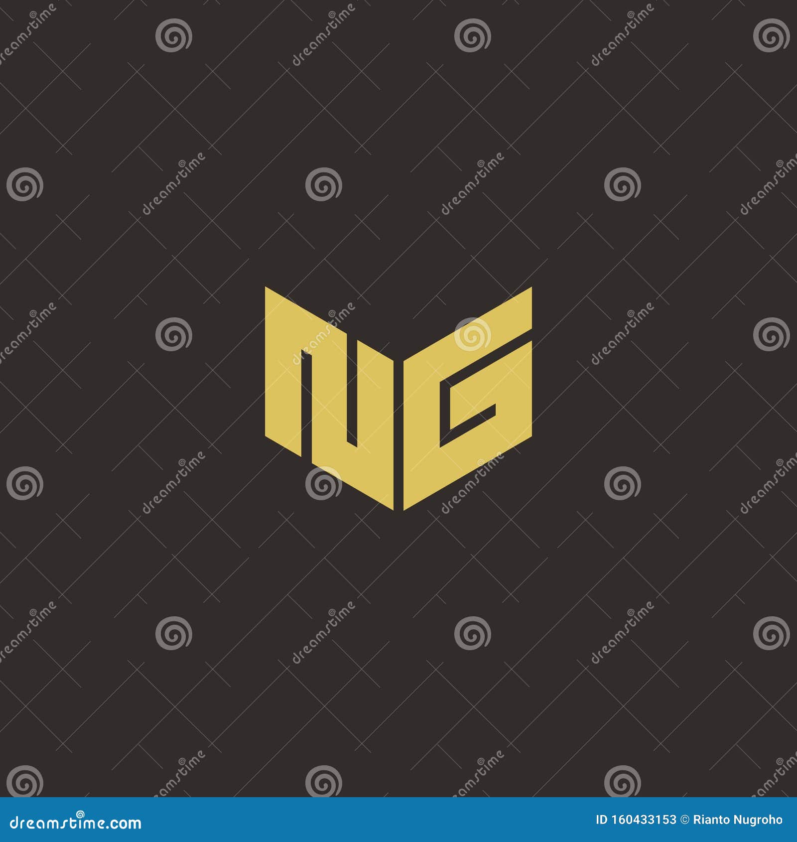 NG Logo Letter Initial Logo Designs Template with Gold and Black ...
