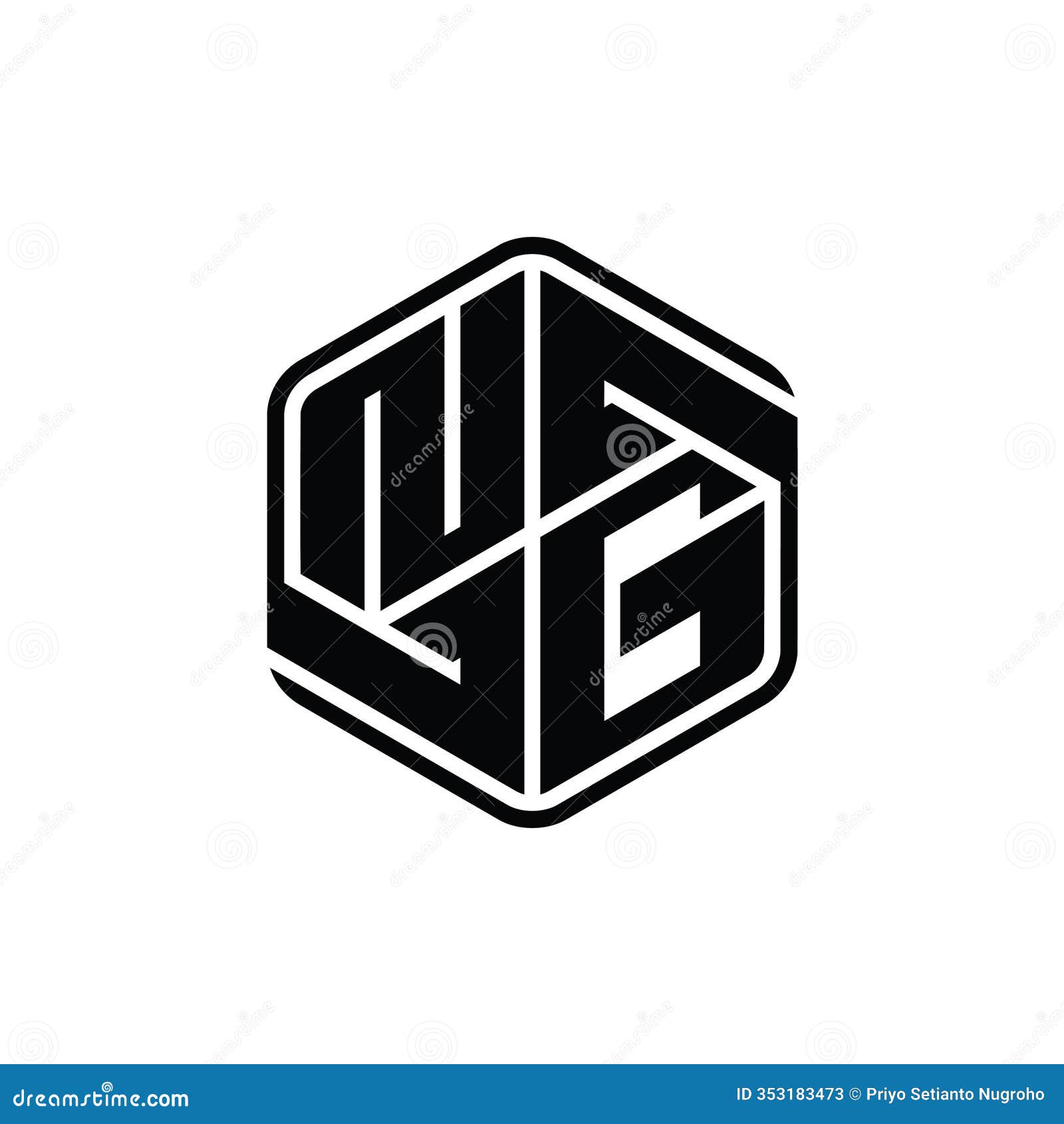 NG Logo Monogram Hexagon Shape with Ornament Abstract Isolated Outline ...