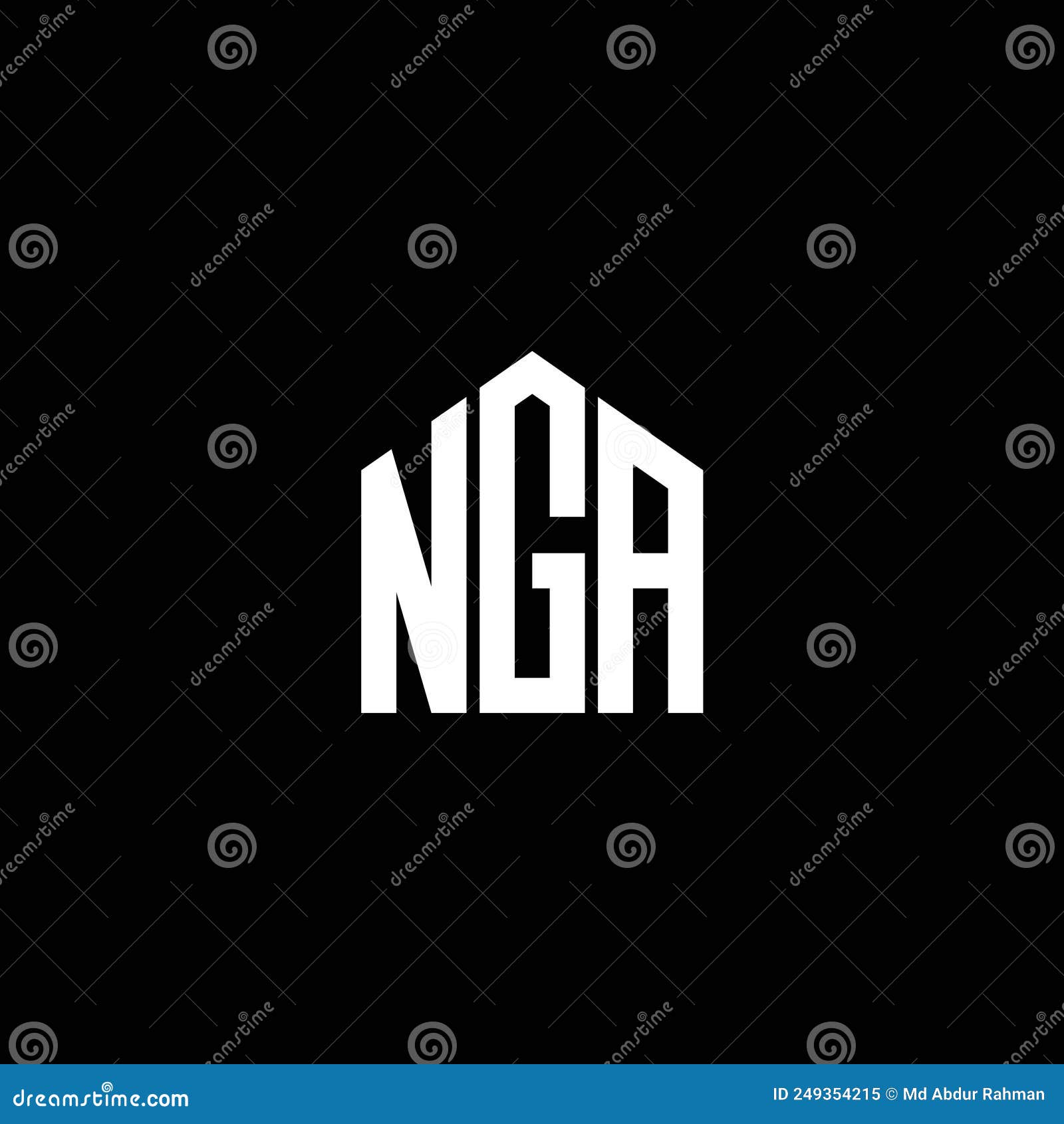 NGA Letter Logo Design on BLACK Background. NGA Creative Initials ...