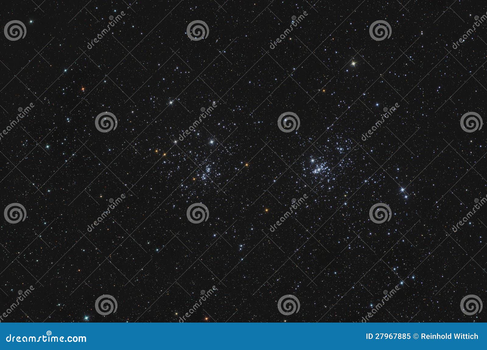 NGC 869 and NGC 884 Double Open Cluster in Perseus Stock Image - Image ...