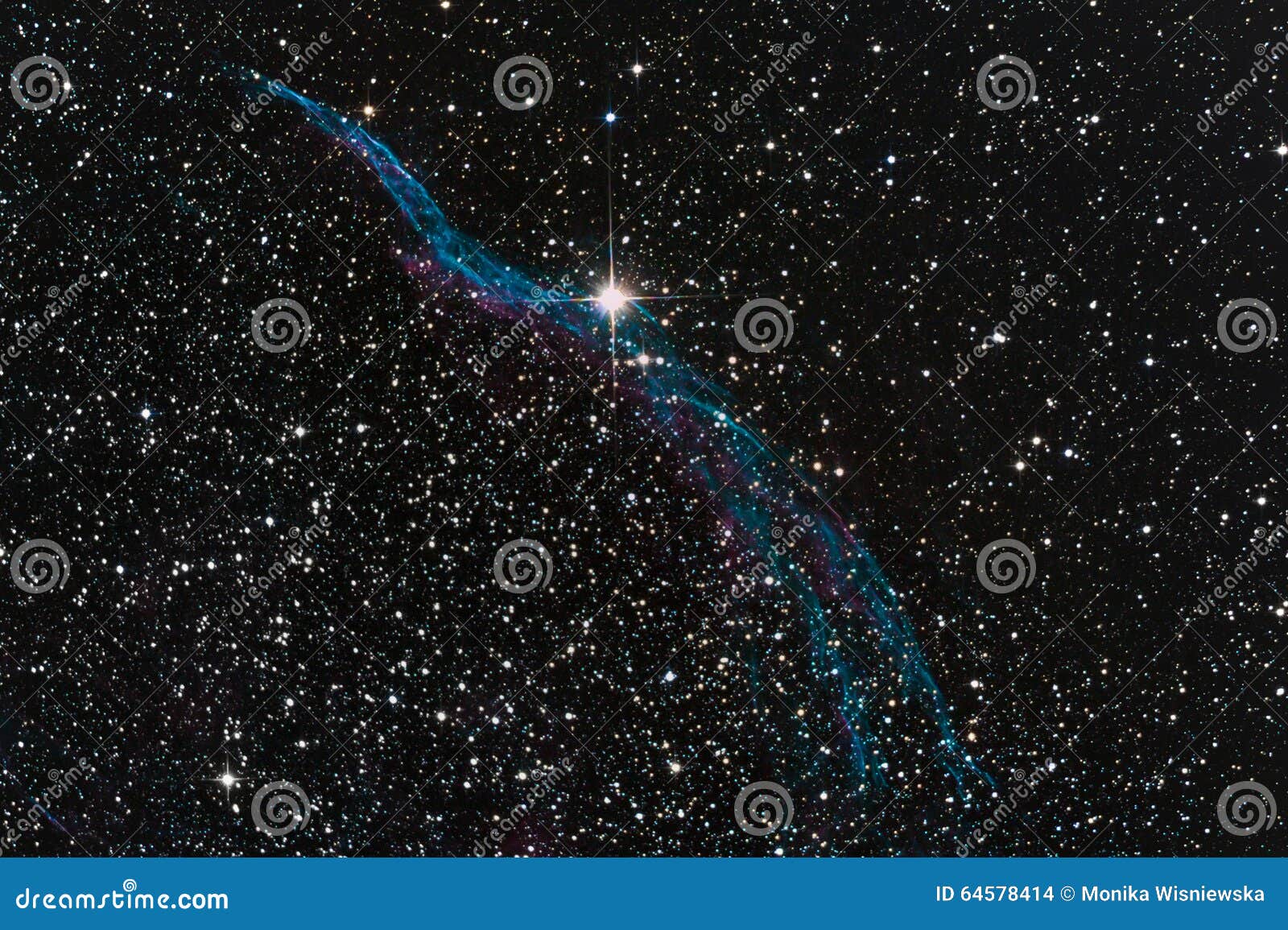 NGC 6960 Western Veil Nebula Stock Photo - Image of science, black ...