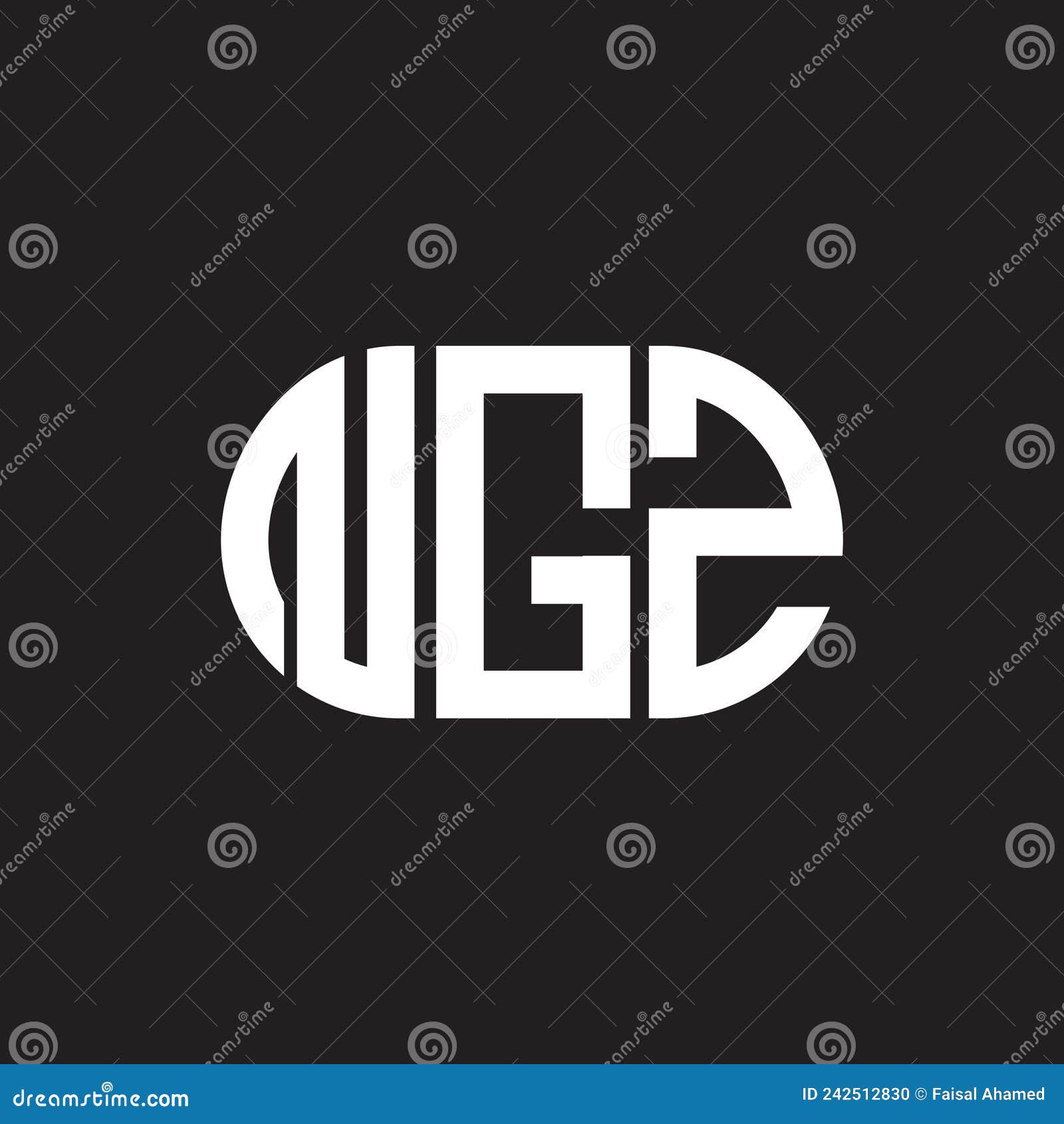 NGZ Letter Logo Design on Black Background. NGZ Creative Initials ...