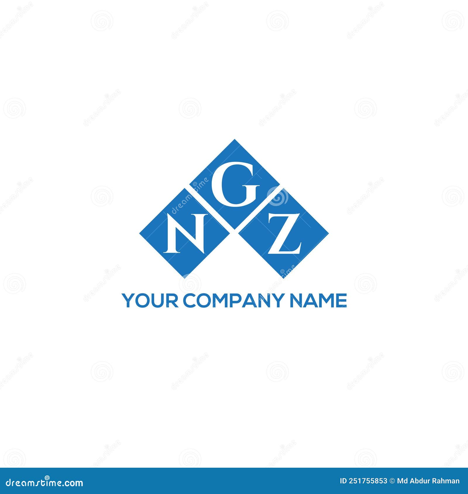 NGZ Letter Logo Design on WHITE Background. NGZ Creative Initials ...