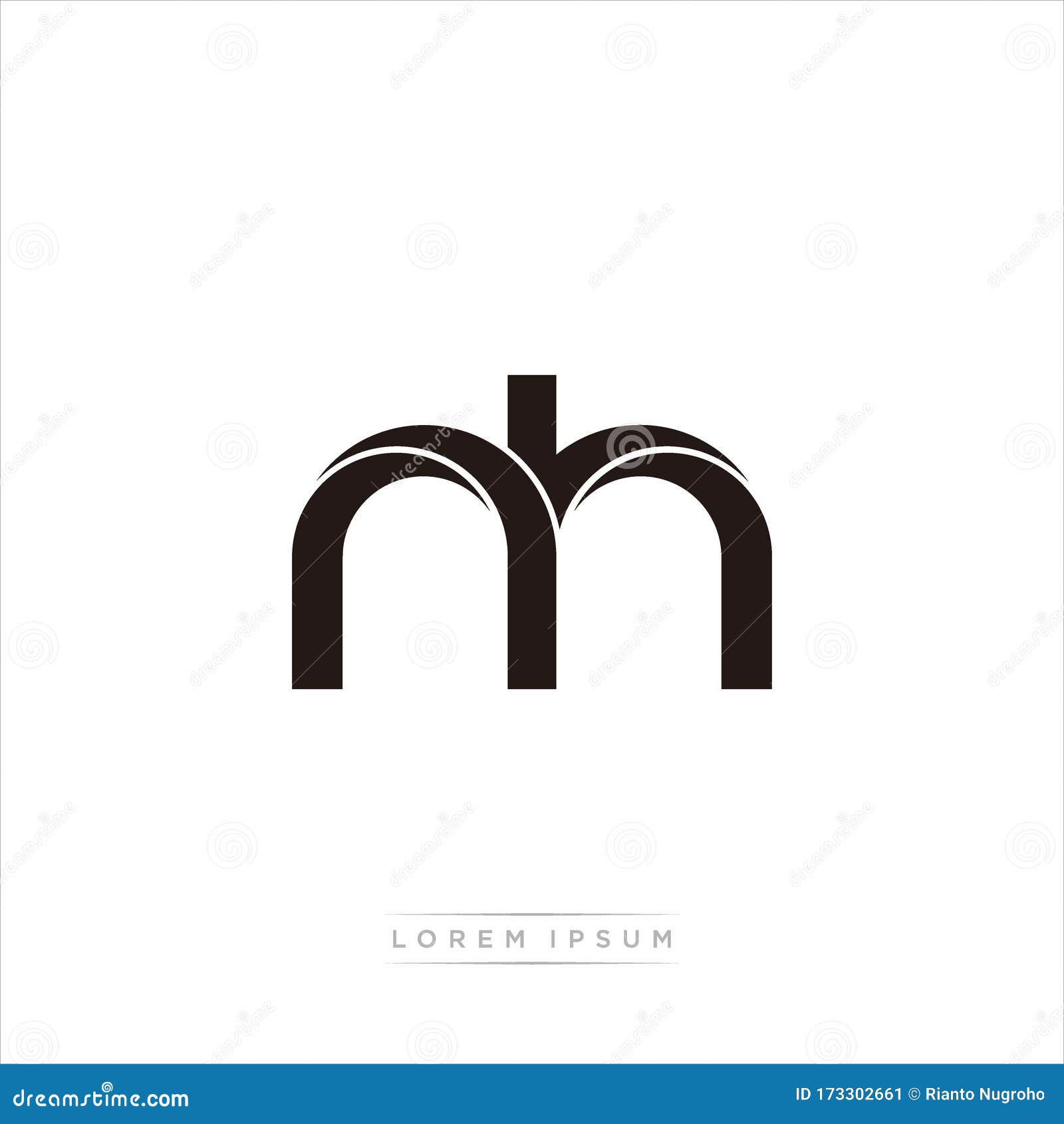 Nh Initial Letter Split Lowercase Modern Monogram Linked Outline ...