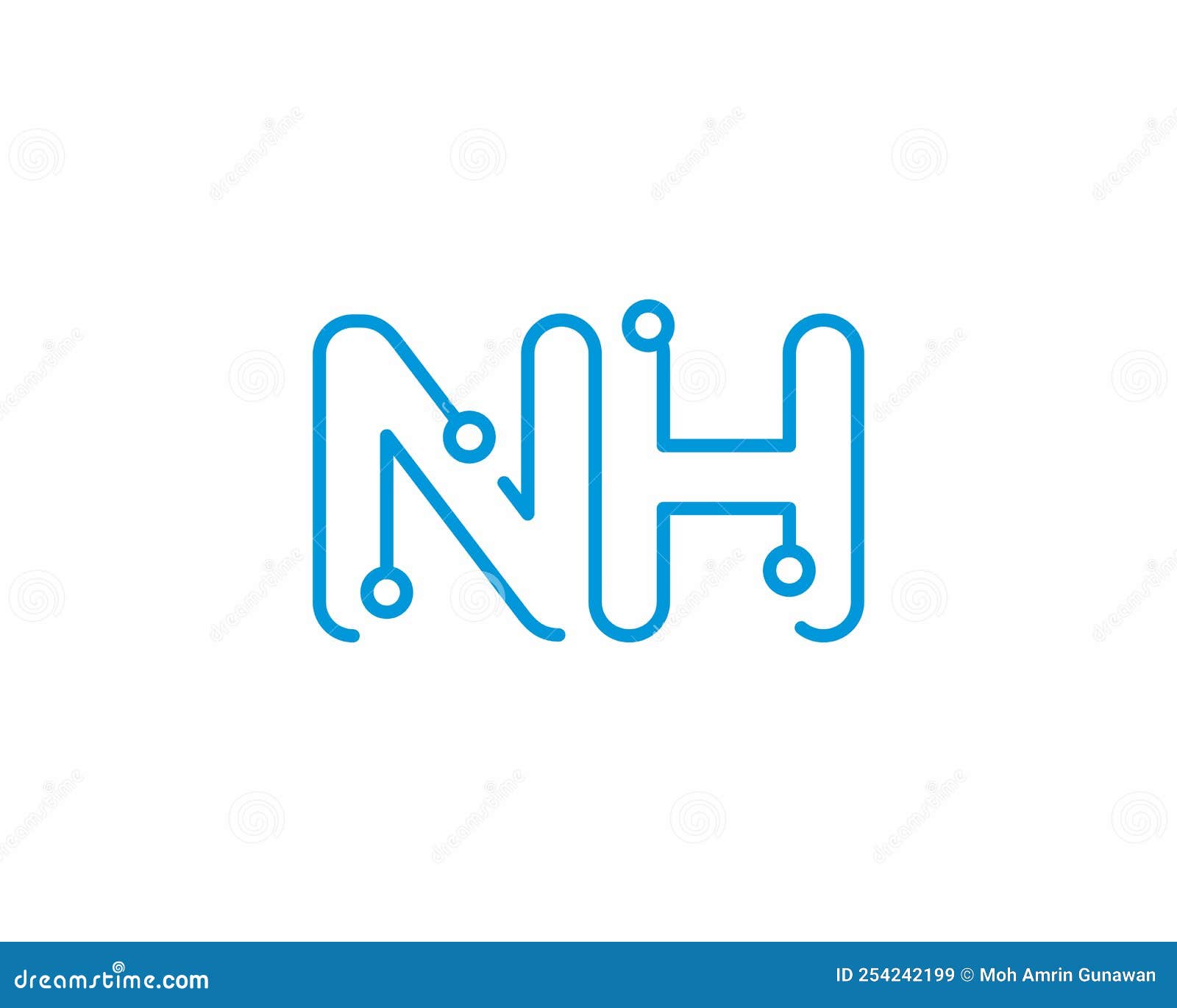 NH Letters, Electronic Circuit, Technology Logo Design Vector 001 Stock ...