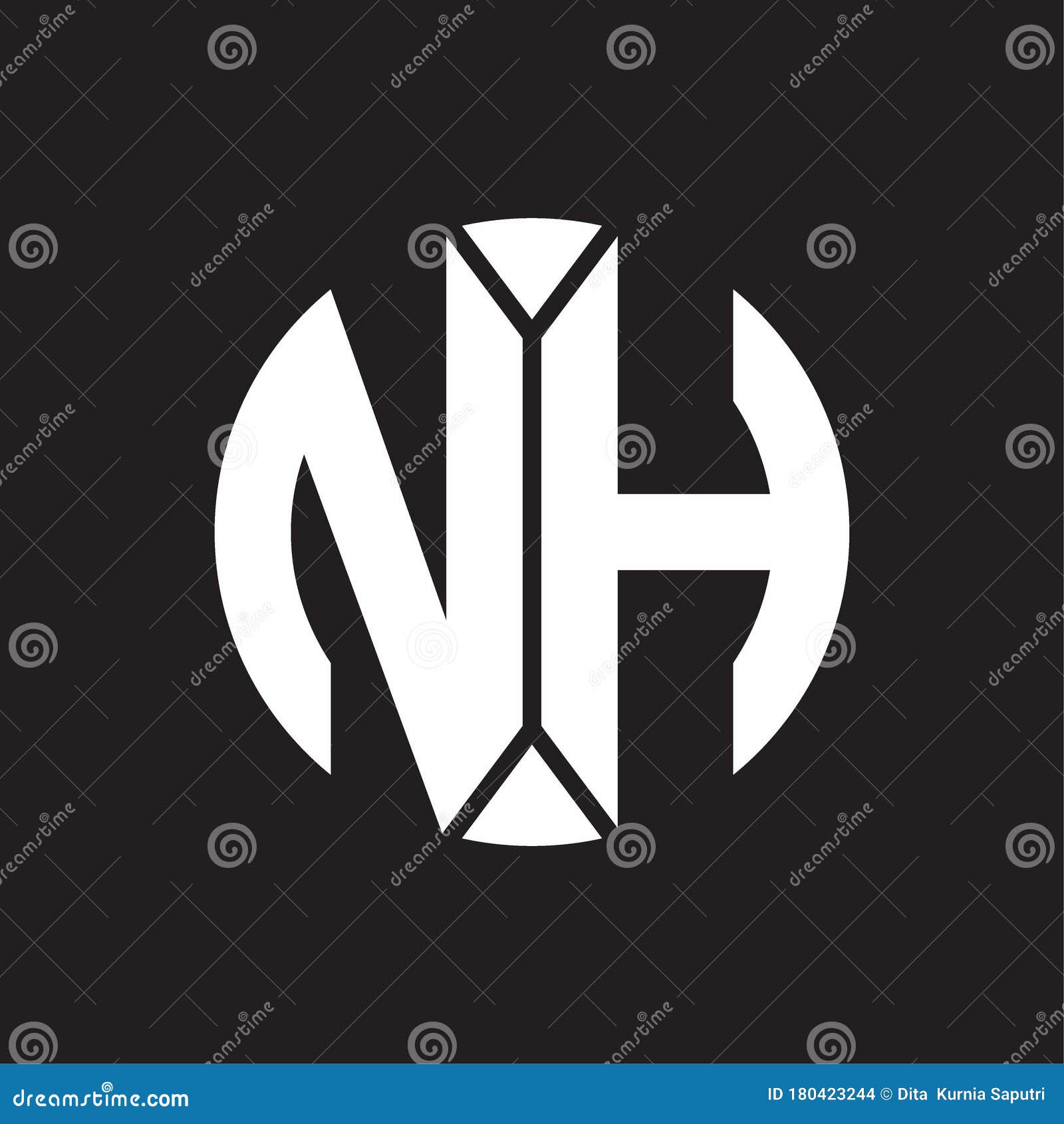 NH Logo Monogram with Piece Circle Ribbon Style Stock Vector ...