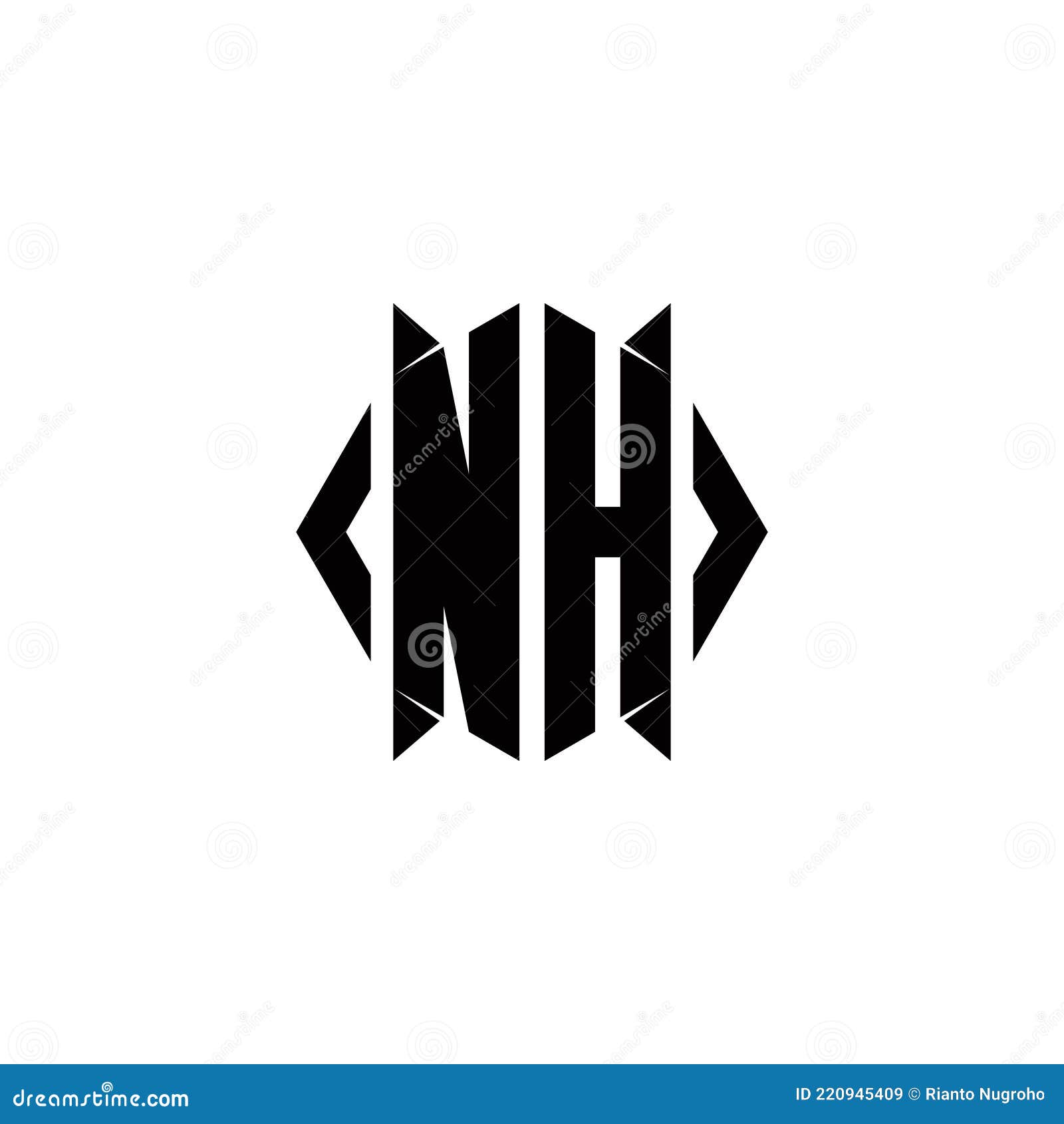 NH Logo Monogram with Shield Shape Designs Template Stock Vector ...