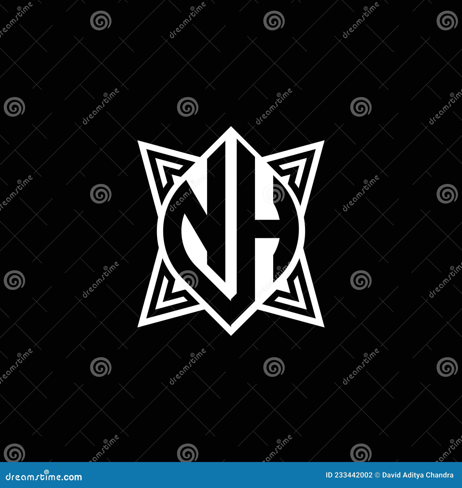 NH Monogram Letter Geometric Star Style Stock Vector - Illustration of ...