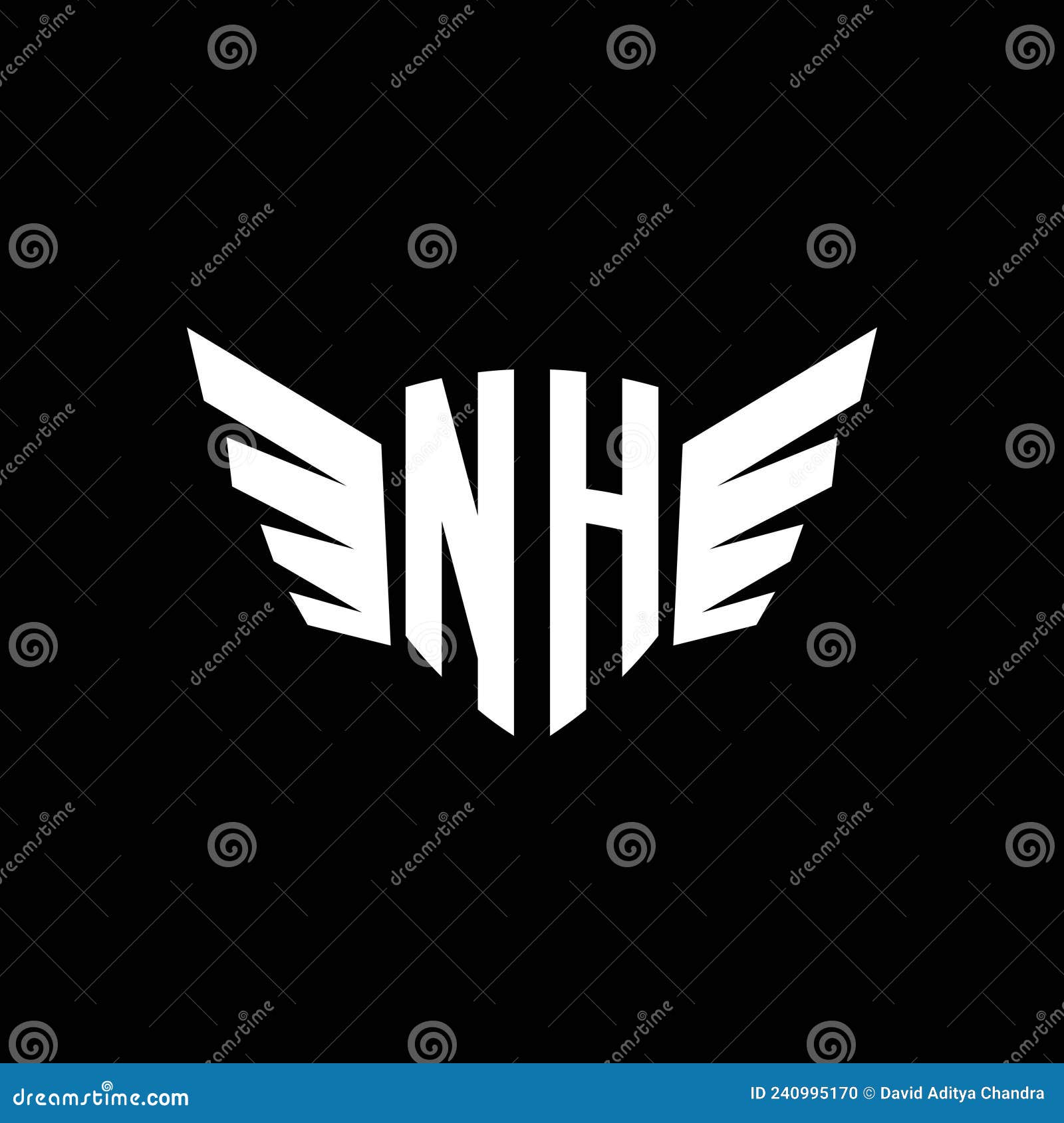 NH Monogram Wing Shape Style Stock Vector - Illustration of alphabet ...