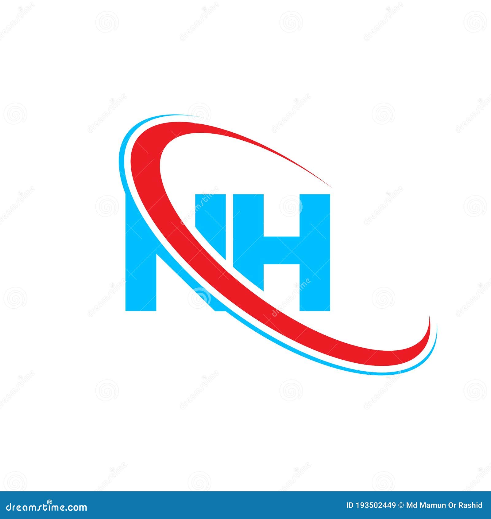 NH N H Letter Logo Design. Initial Letter NH Linked Circle Upercase ...