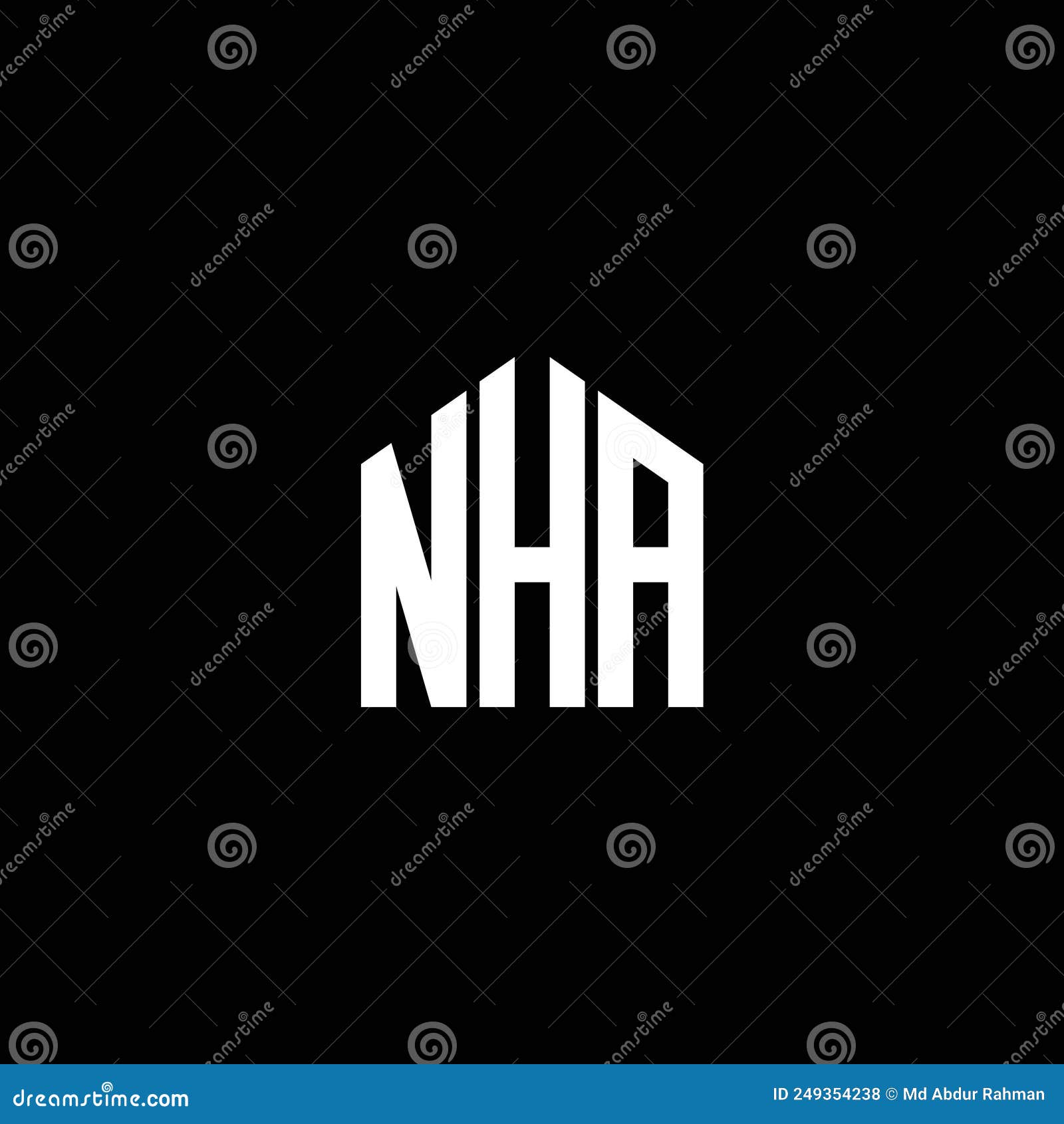 NHA Letter Logo Design On BLACK Background. NHA Creative Initials ...