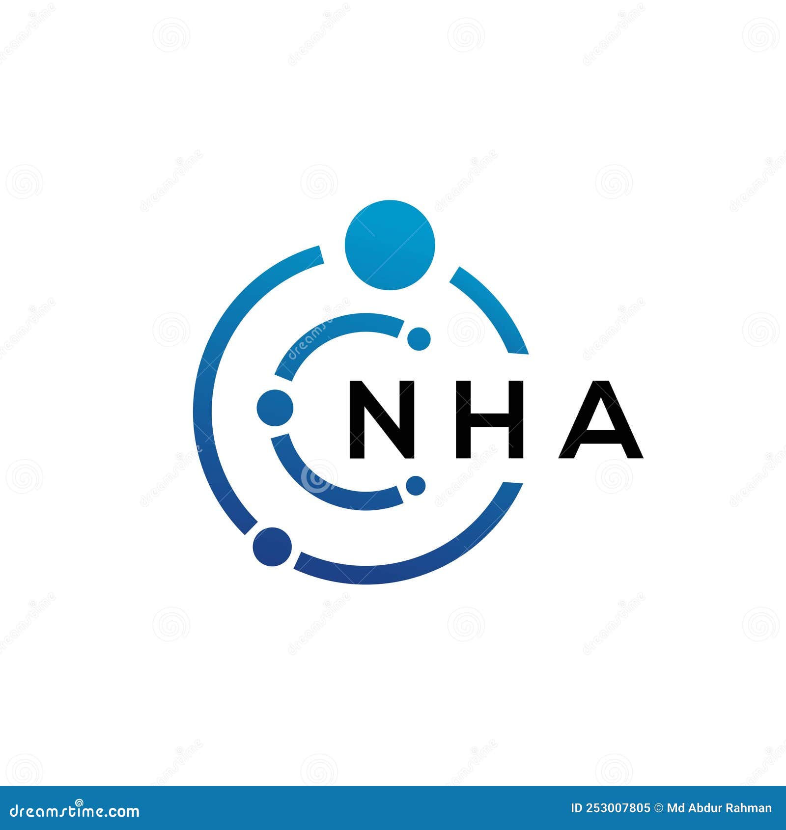 NHA Letter Technology Logo Design on White Background. NHA Creative ...