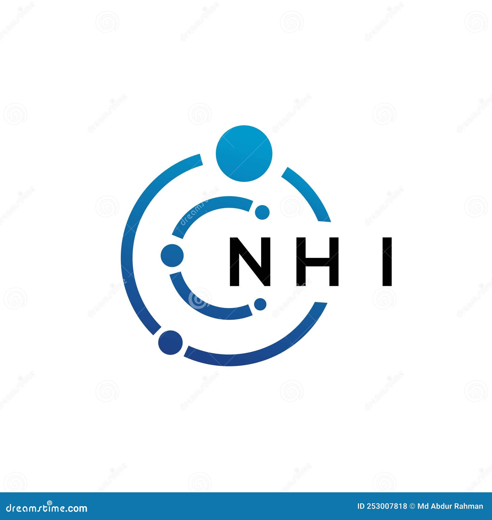 NHI Letter Technology Logo Design On White Background. NHI Creative ...